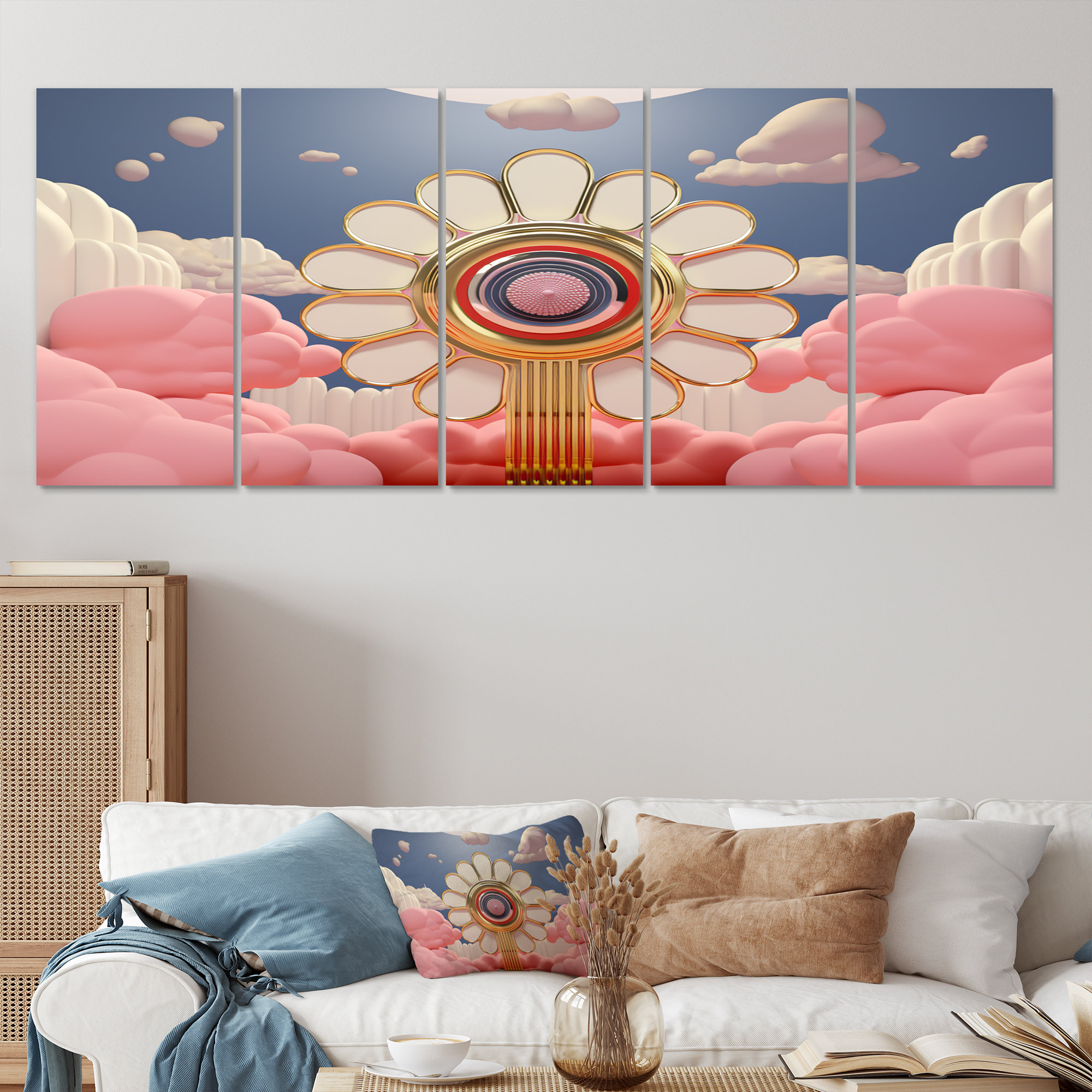 Ivy Bronx Pink Blessing Flower In The Sky - Abstract Landscape Wall Art ...