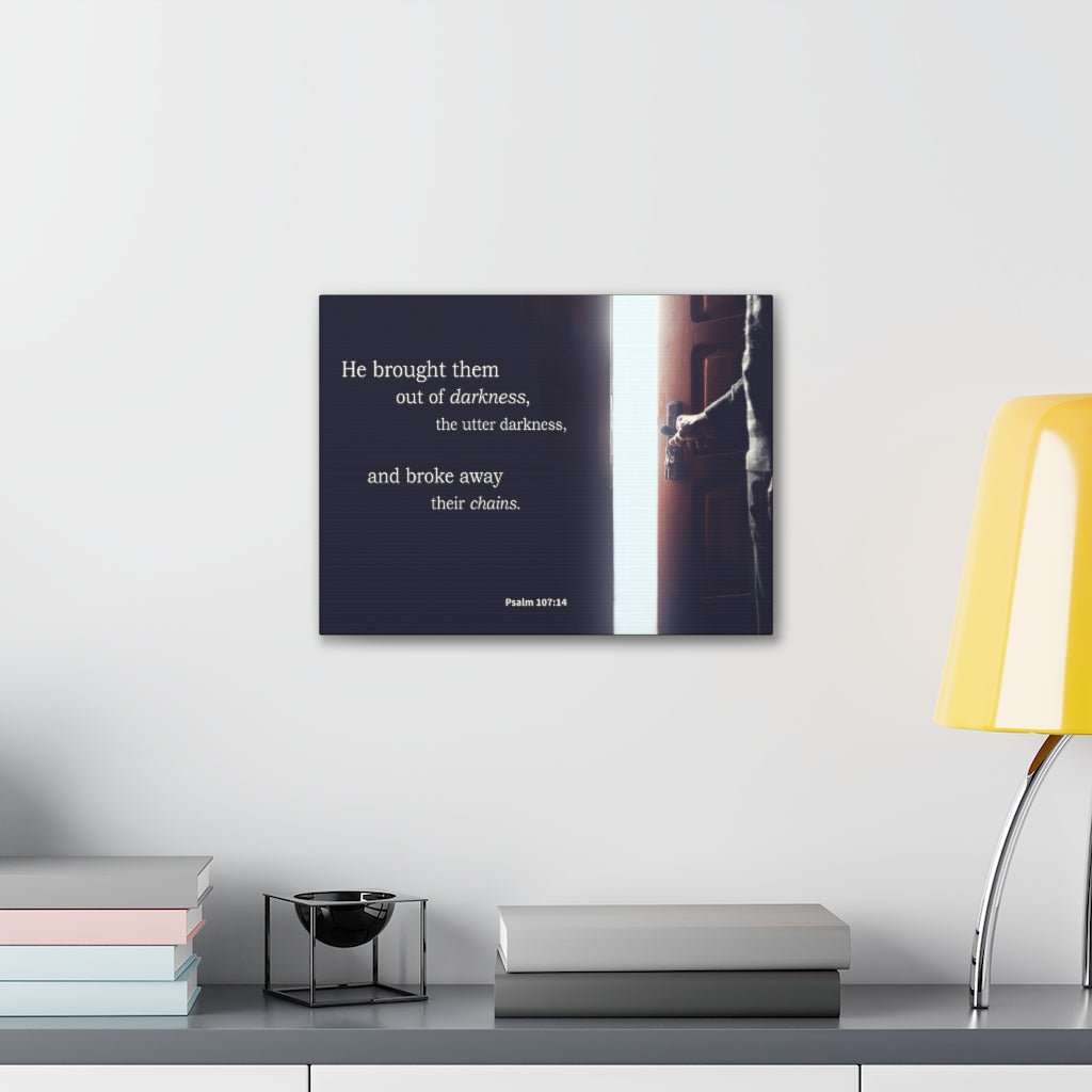 Trinx He Brought Them Psalm 107:14 Bible Verse Canvas Christian Wall ...