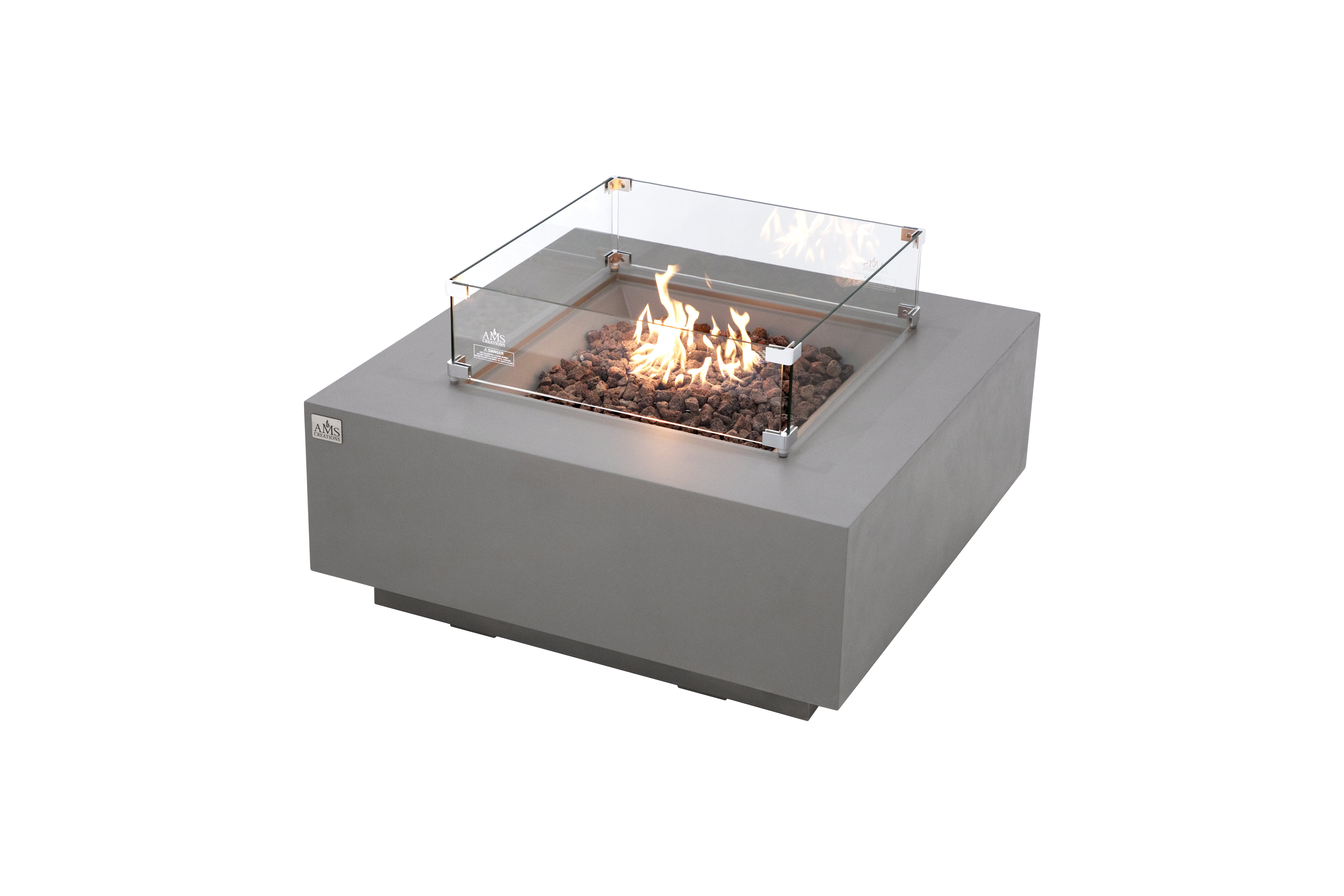 Latitude Run® Brooklyn 40" Square Concrete Fire Pit Bundle Includes ...