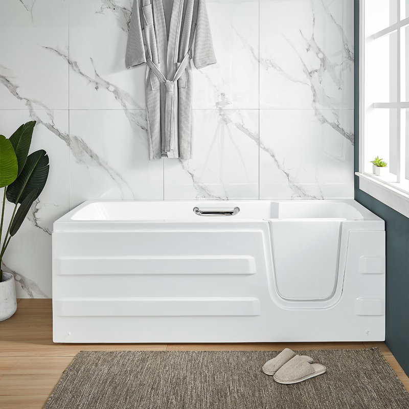 A&E Bath and Shower Lindani 30'' W 24'' H Frameless D Shaped Tub ...