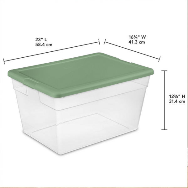 Sterilite 56 Quart Plastic Stackable Storage Container Tote, Crisp ...
