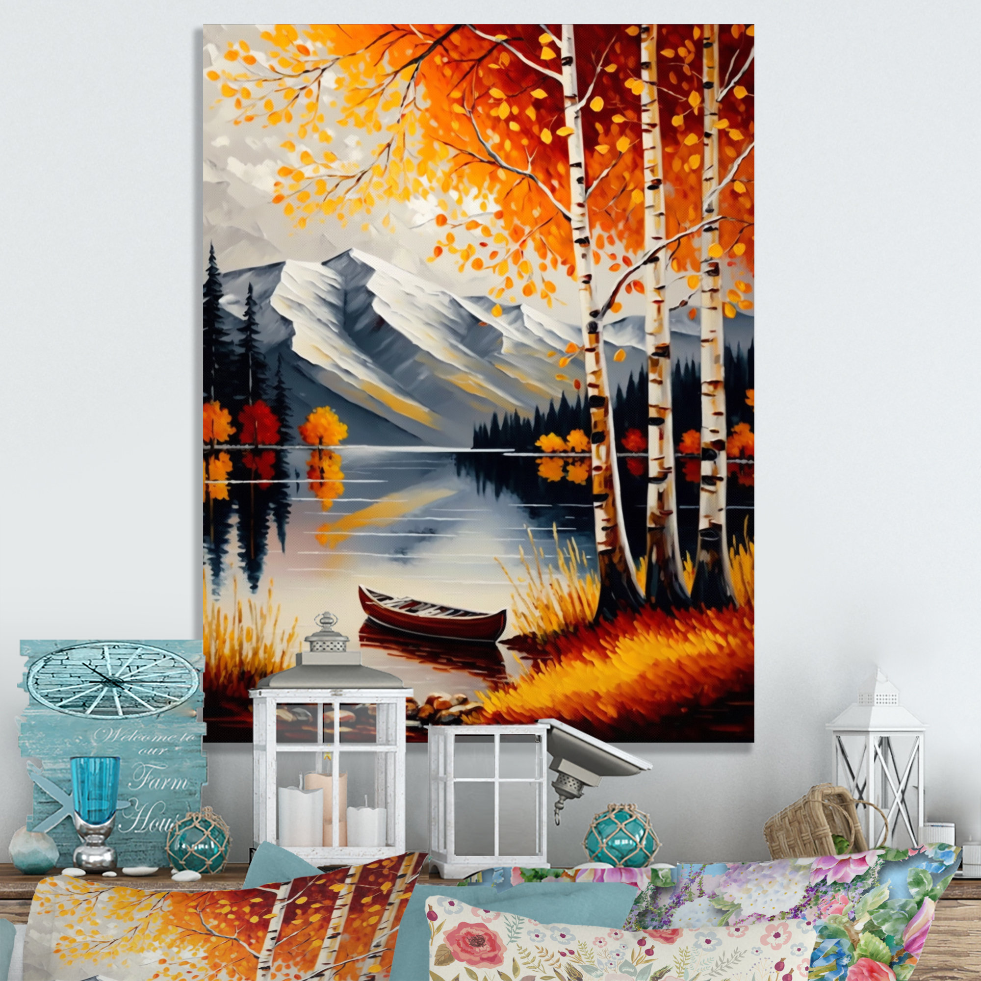 Millwood Pines Oaklyn Red and Orange Birch Trees by the Lake VIII ...