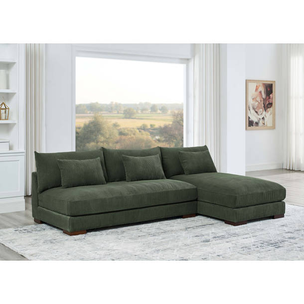 Wade Logan® Aveion 2 - Piece Corduroy Sectional & Reviews | Wayfair