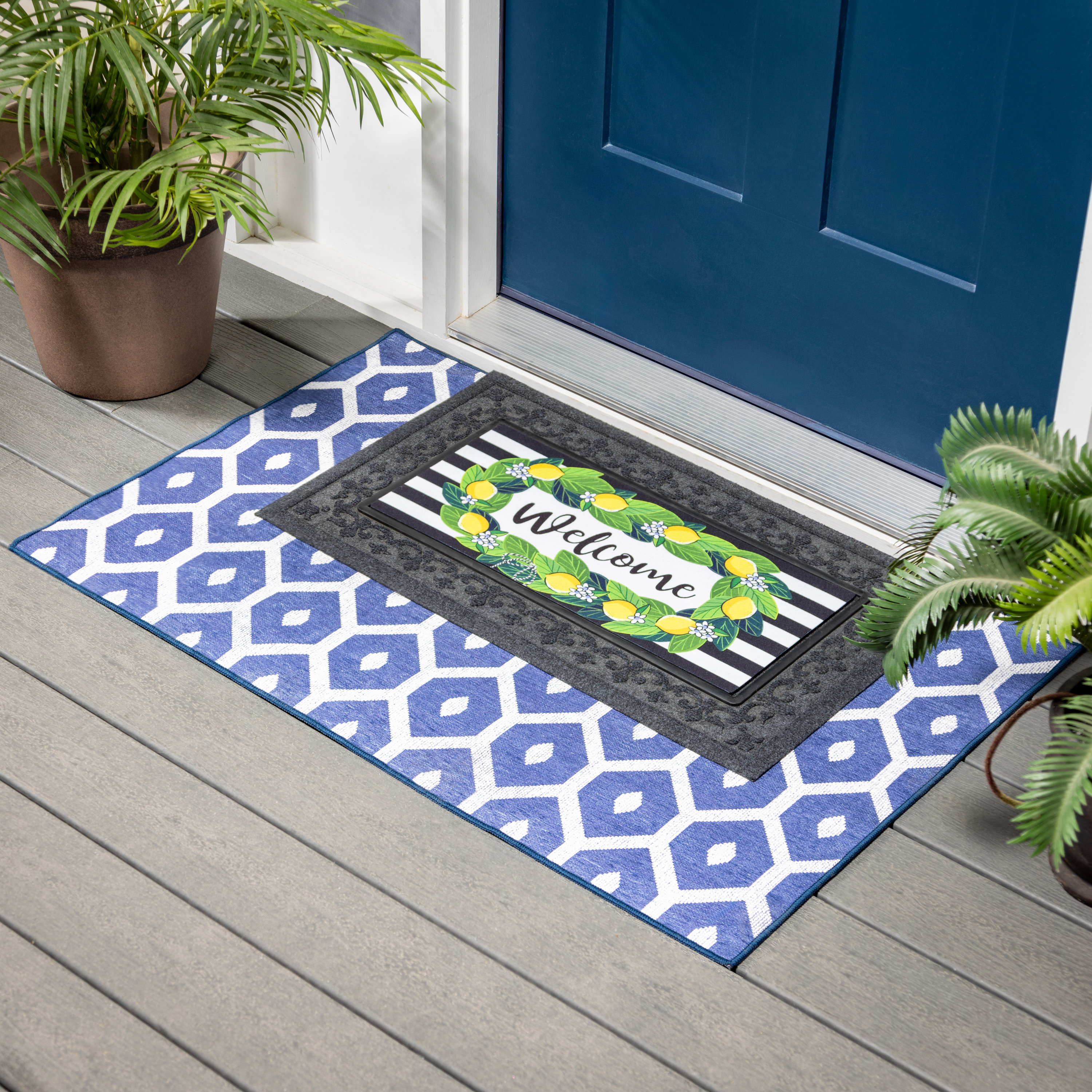 Latitude Run® Coastal Citrus Washable Layering Mat | Wayfair