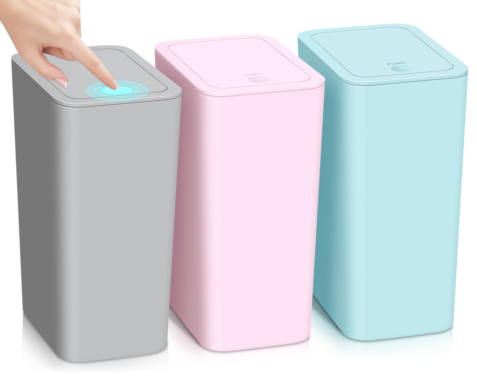 PRIMEX CABINETRY, INC. 3 Pack Bathroom Small Trash Can With Lid,10L / 2 ...