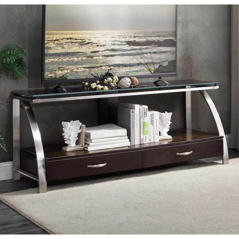Orren Ellis Modern Design TV Stand TV Console Table Glass Top For ...