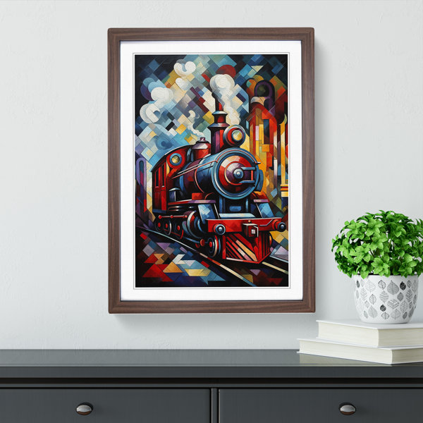 Borough Wharf Steam Train Cubism - Single Picture Frame Print on Wood ...