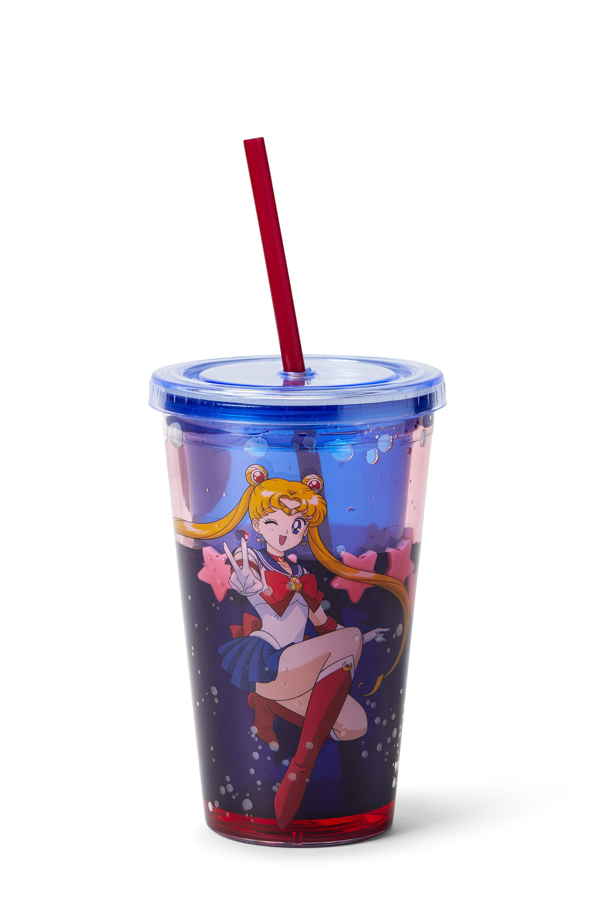 Just Funky Sailor Moon Confetti 16 oz. Travel Tumbler with Straw | Wayfair