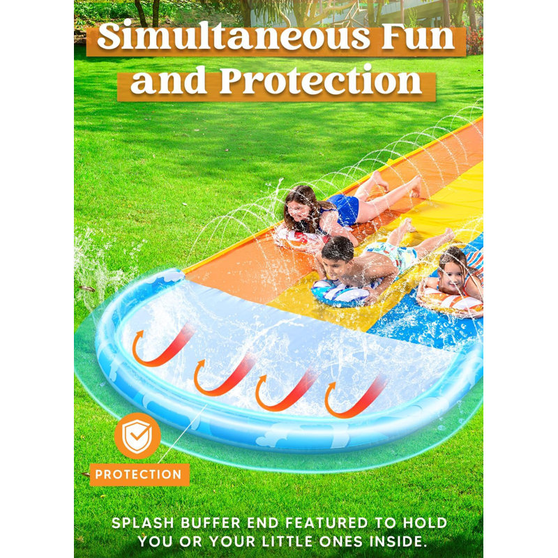 Sloosh 22.5ft Triple Water Slide,Heavy Duty Lawn Water Slip and Slides ...