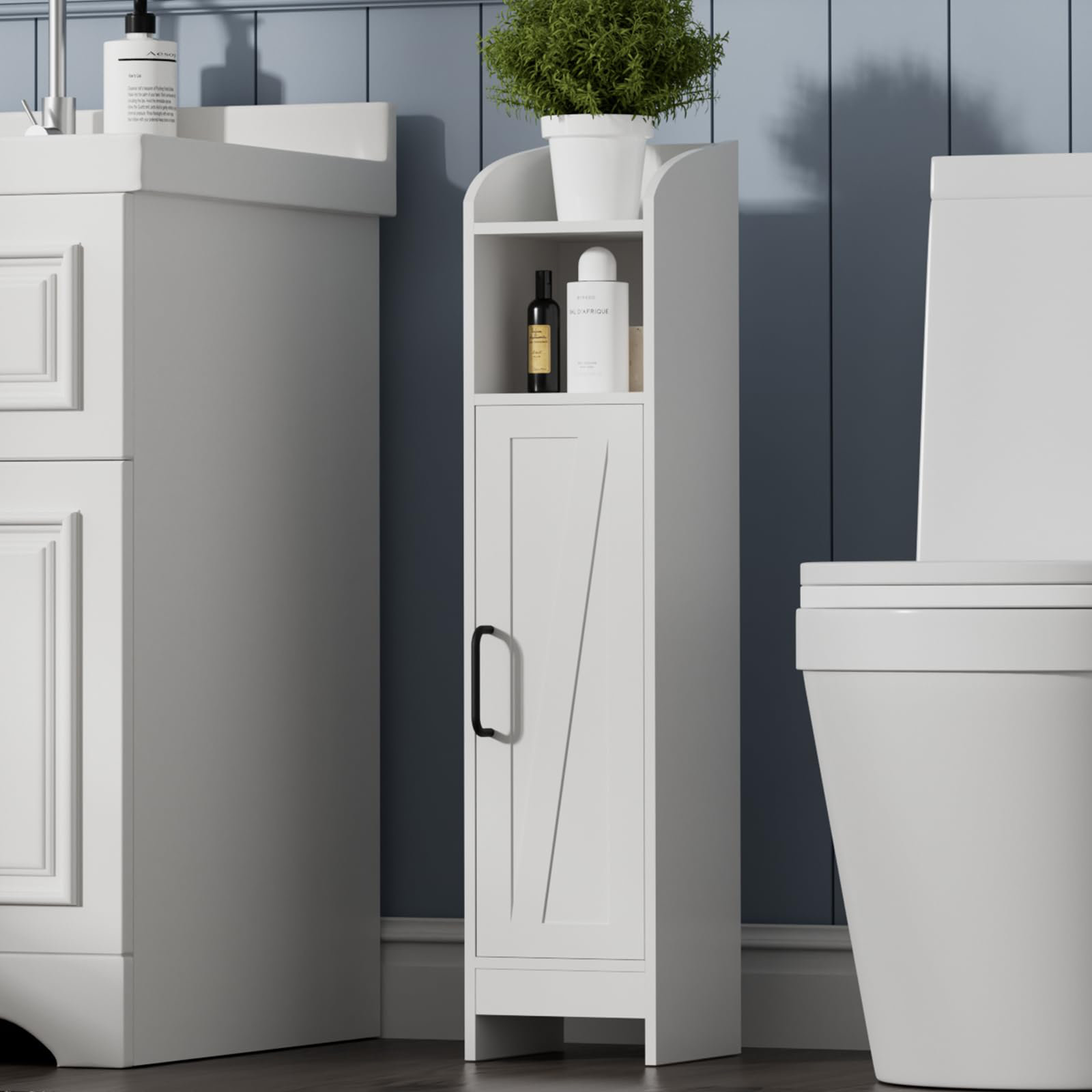 Ebern Designs Small Bathroom Storage Cabinet with Door and Adjustable ...