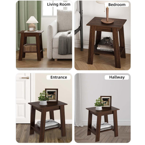Millwood Pines Farmhouse End Table, Rustic Side Table With Storage ...