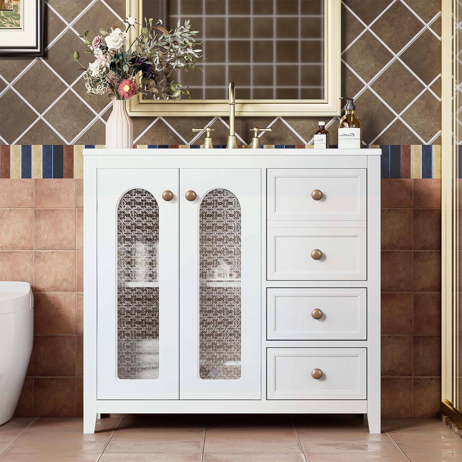 Rosecliff Heights Bathroom Vanity with Soft-Close Doors,and Three ...
