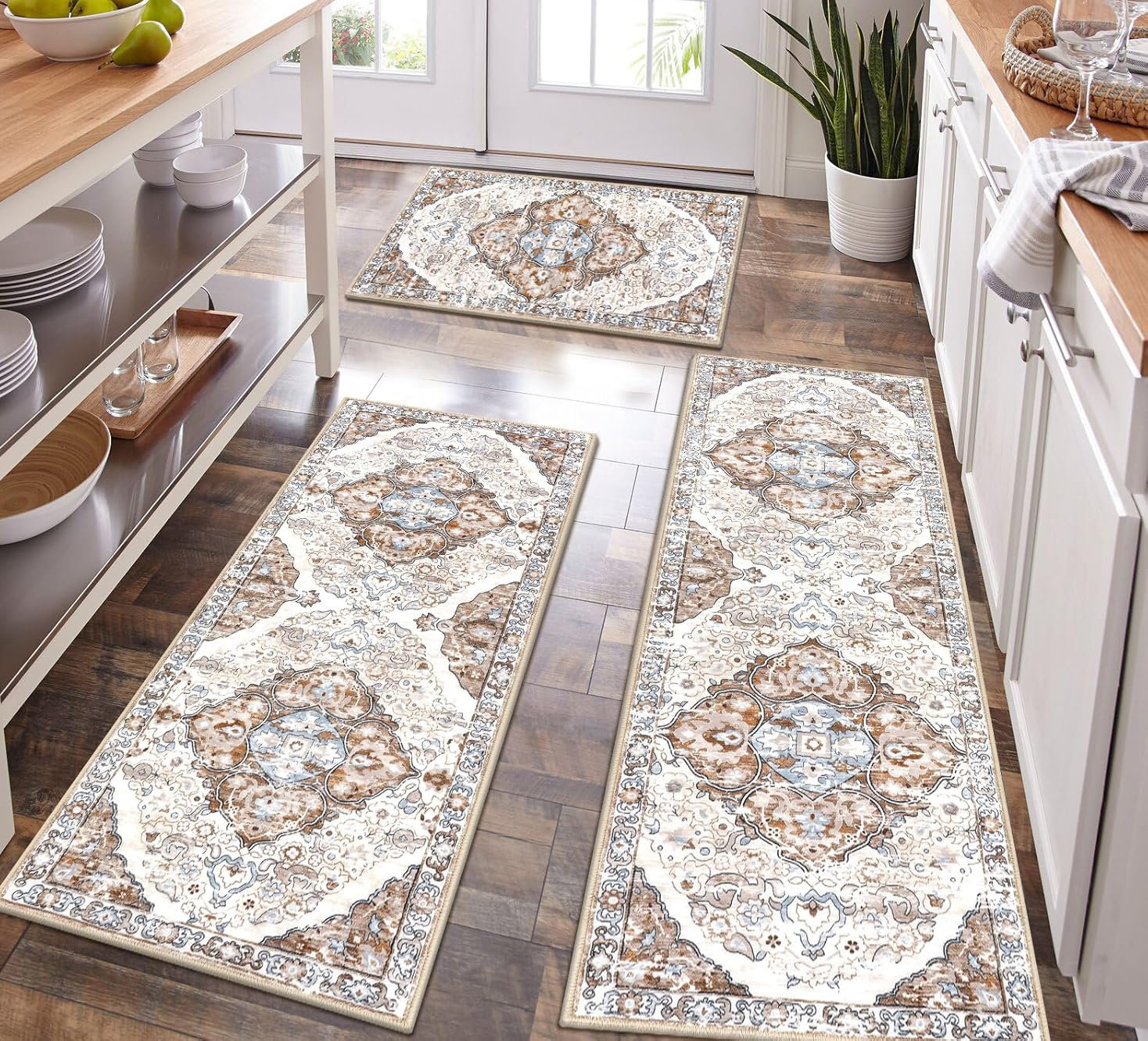 Bungalow Rose Farmhouse Kitchen Rugs Sets of 3 Non Slip Washable ...