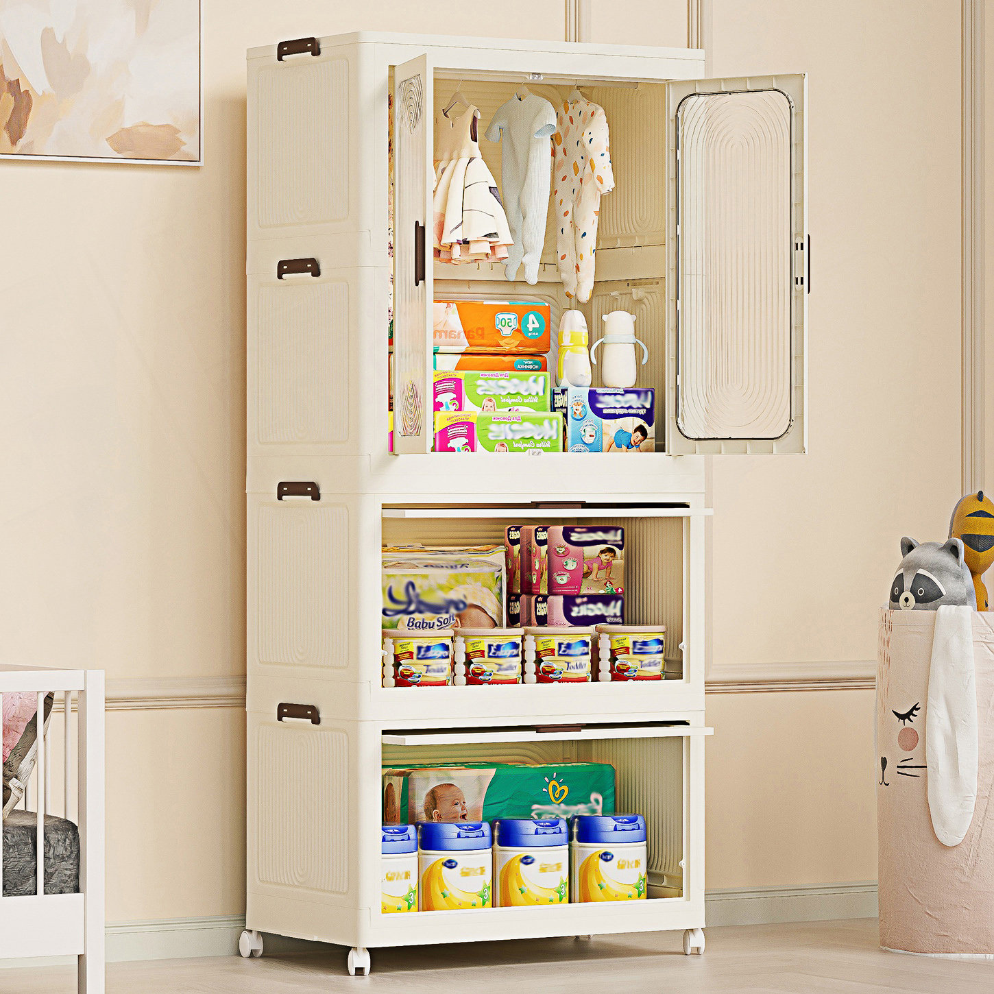 Rebrilliant Accent Cabinet, Portable Wardrobe Closet Storage Organizer ...