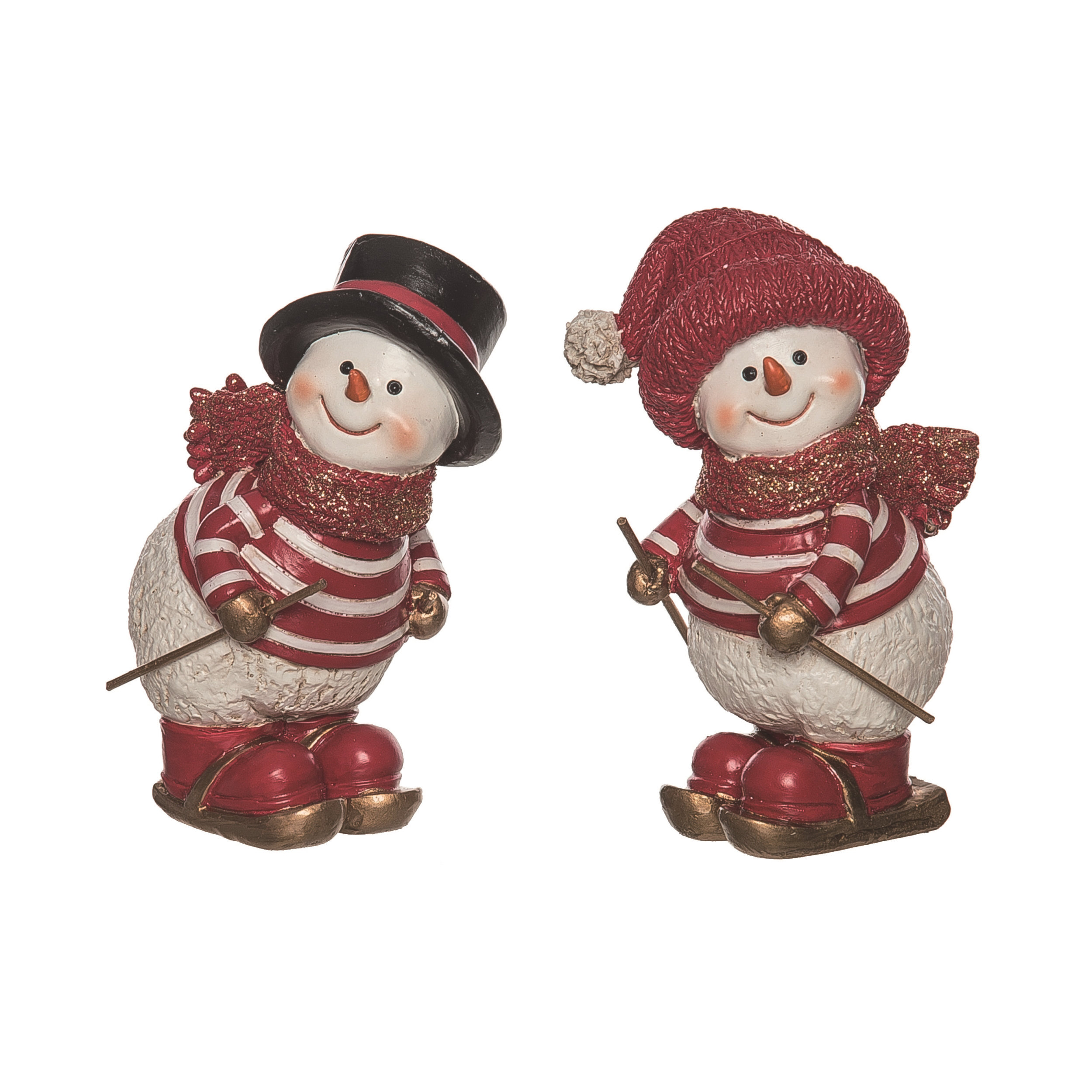 The Holiday Aisle® Resin Skiing Snowman Figurine Set of 2 Christmas ...