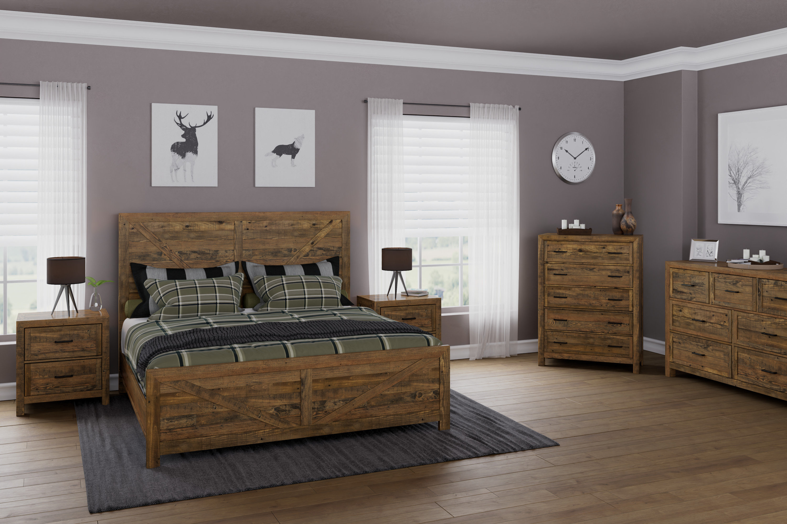 Millwood Pines Goichi Bed Frame With 2 Nightstands, Dresser, And Chest ...