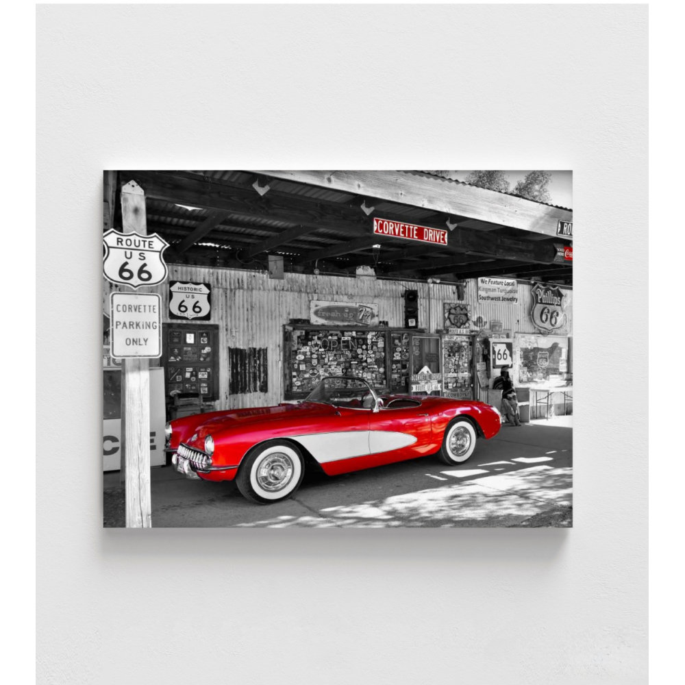 WeFrameArt Red Corvette Photography Print, Framed Vintage Car Art ...