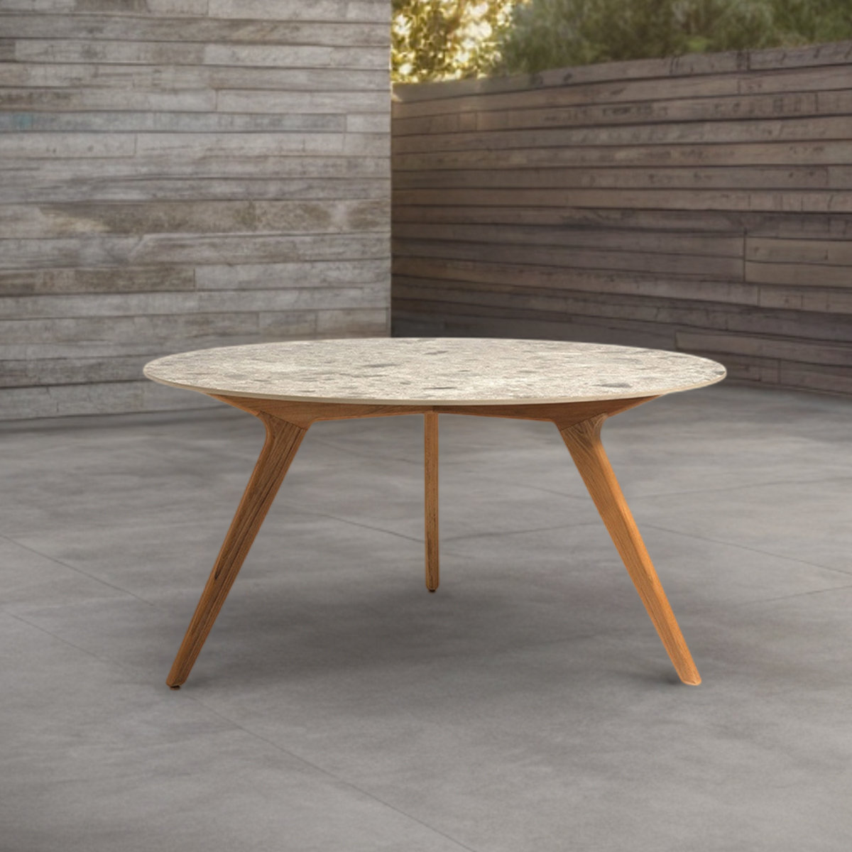 Corrigan Studio Nordic garden casual rock slab patio dining table ...