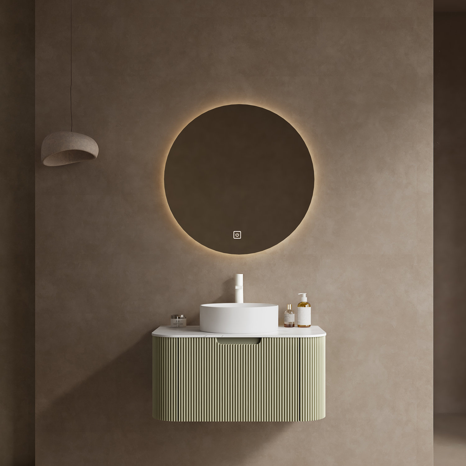 Orren Ellis Koosharem Wall-mounted Vanity Unit with Artificial Marble ...