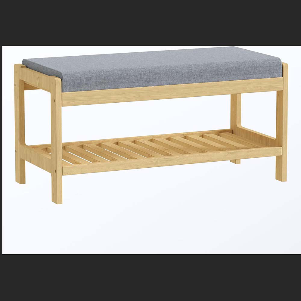 Latitude Run® Storage Bench Entryway, Solid Wood 2-Tier Shoe Rack Bench ...