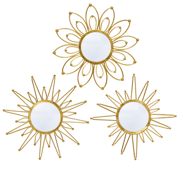 Mercer41 Mirror Wall Decor Gold Mirrors For Wall Metal Sunburst Mirrors ...