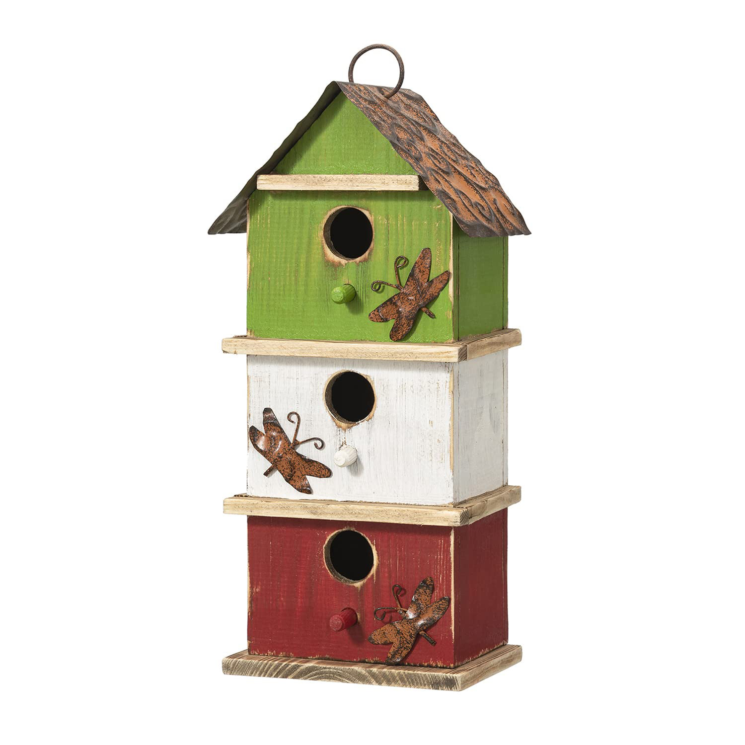 Ophelia & Co. 13.75" H Multicolored Three-Tiered Distressed Solid Wood ...