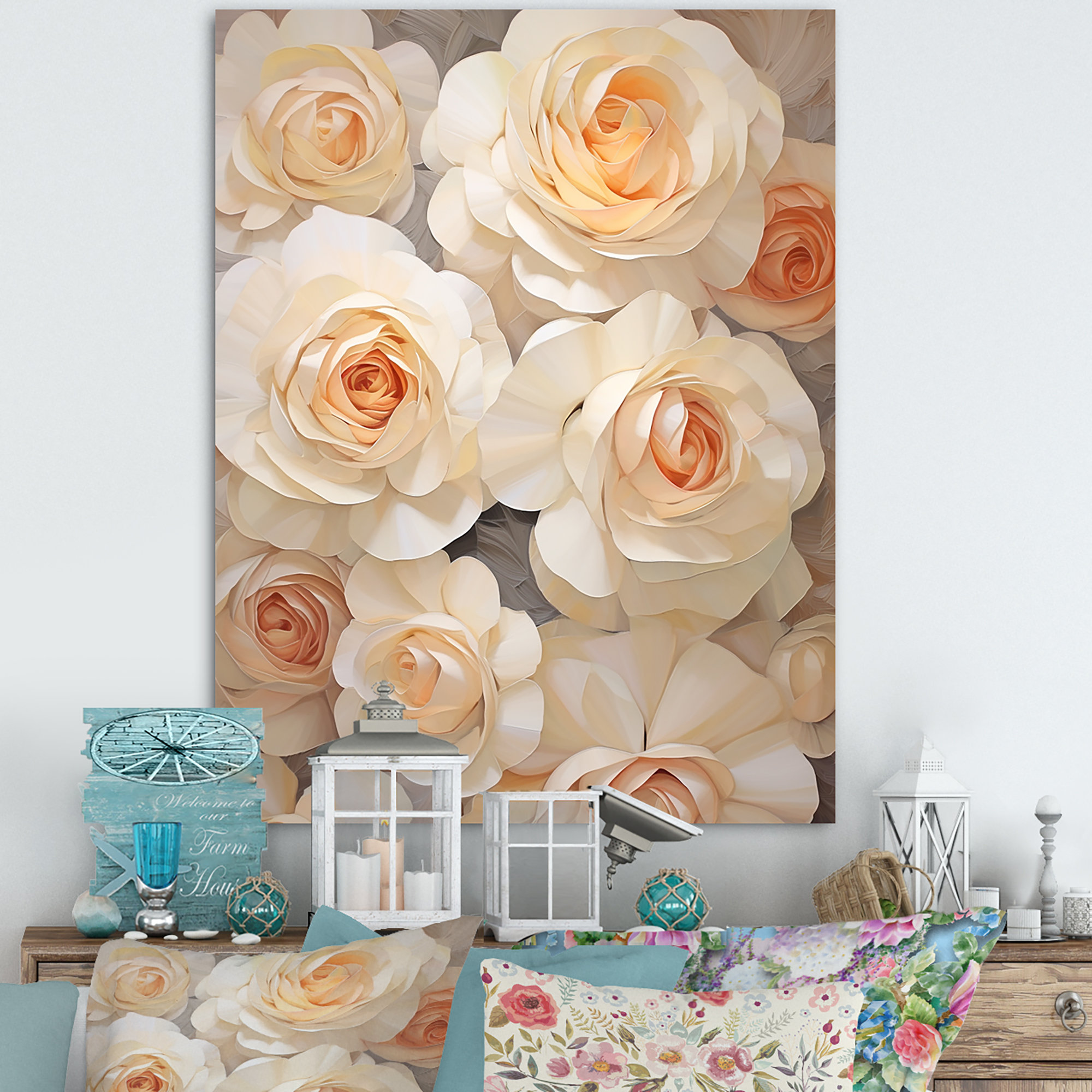 Design Art Minimalism Beige Roses Passion IV - Roses Wall Decor | Wayfair
