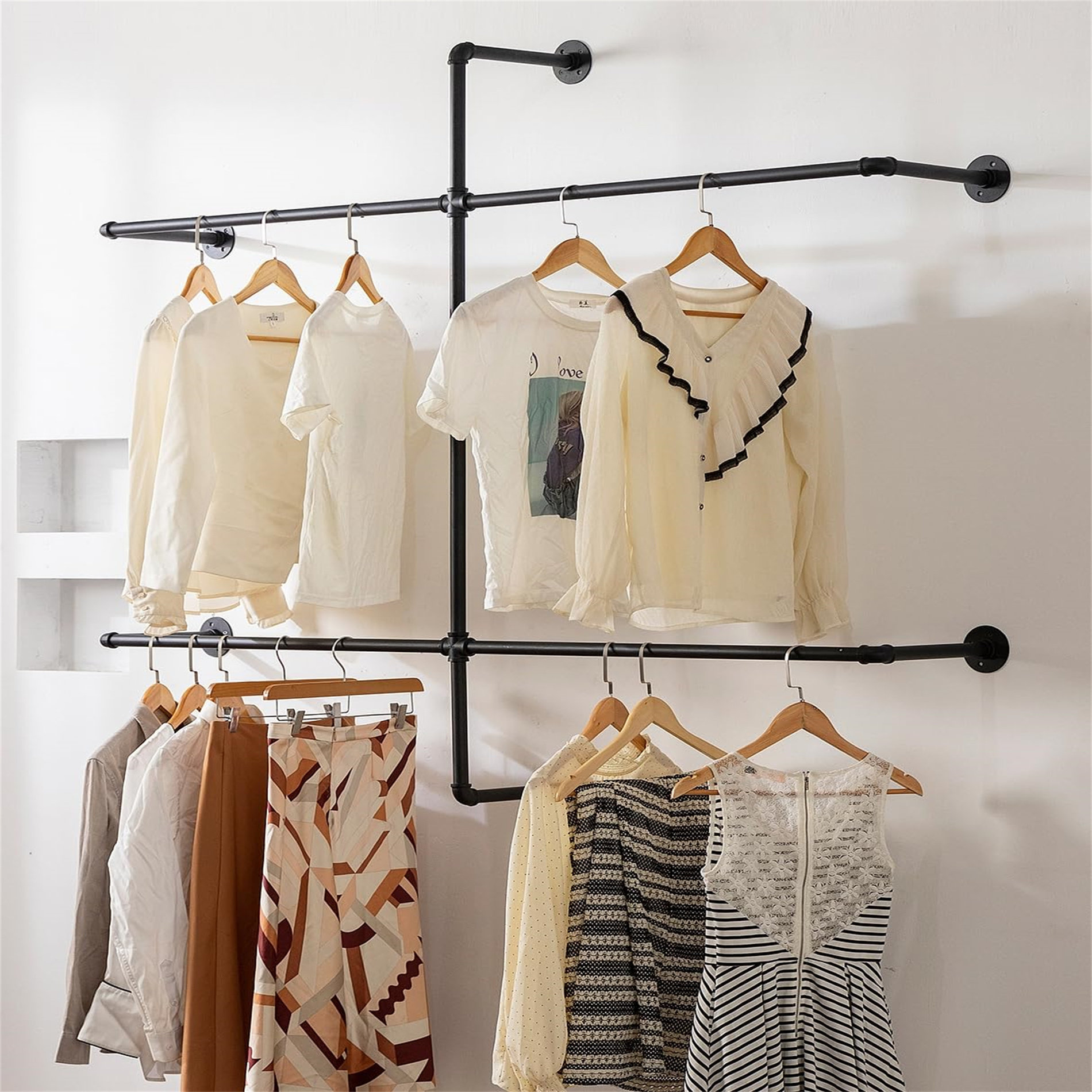 Rebrilliant Nithika Metal Wall Mounted Clothes Rack | Wayfair