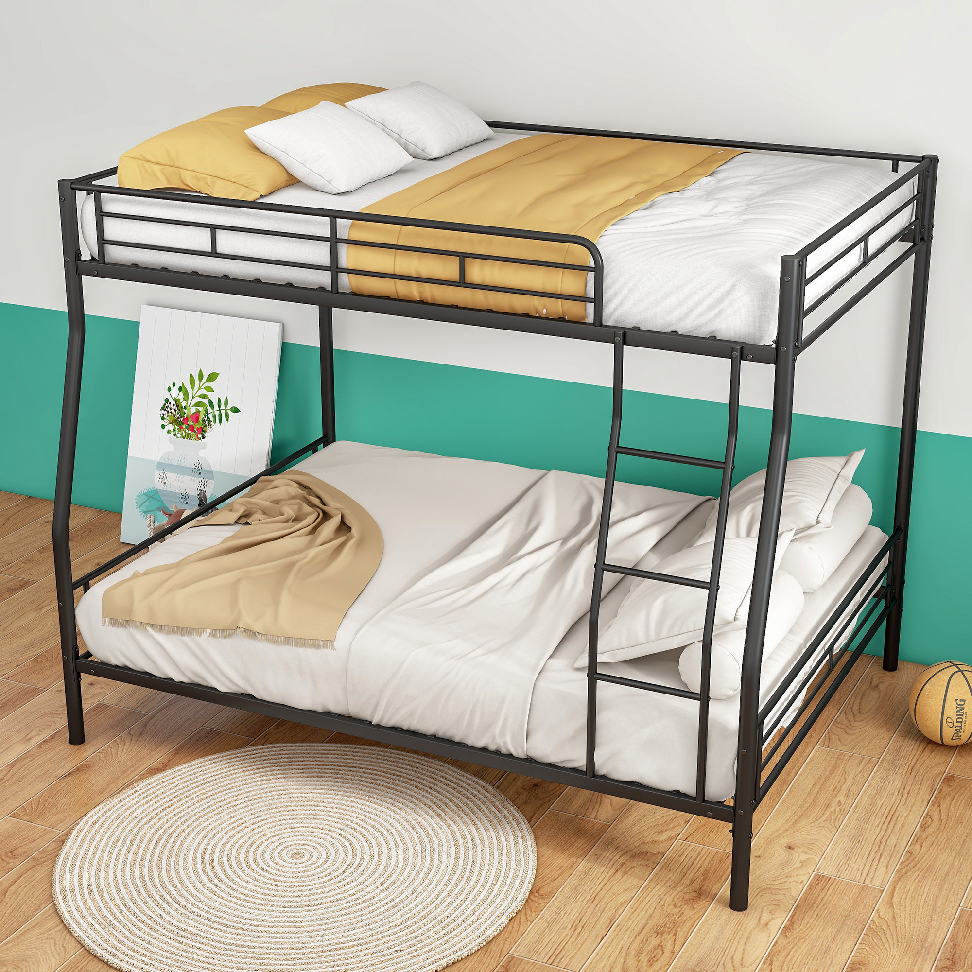 Latitude Run® Heavy Duty Metal Bunk Bed Full Over Queen Bunk Bed Frame ...