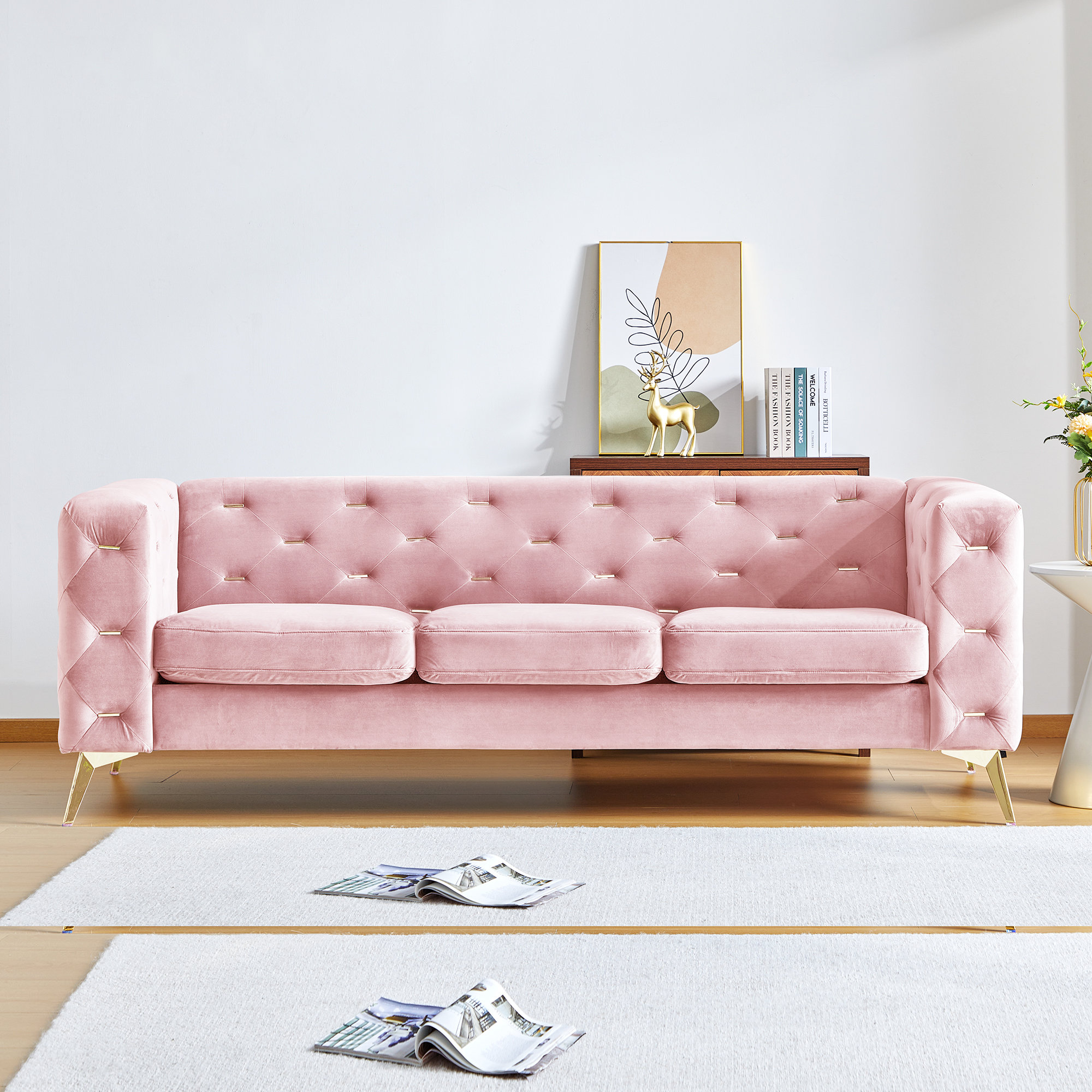 House of Hampton Jaicob 84'' Velvet Rolled Arm Sofa - Wayfair Canada