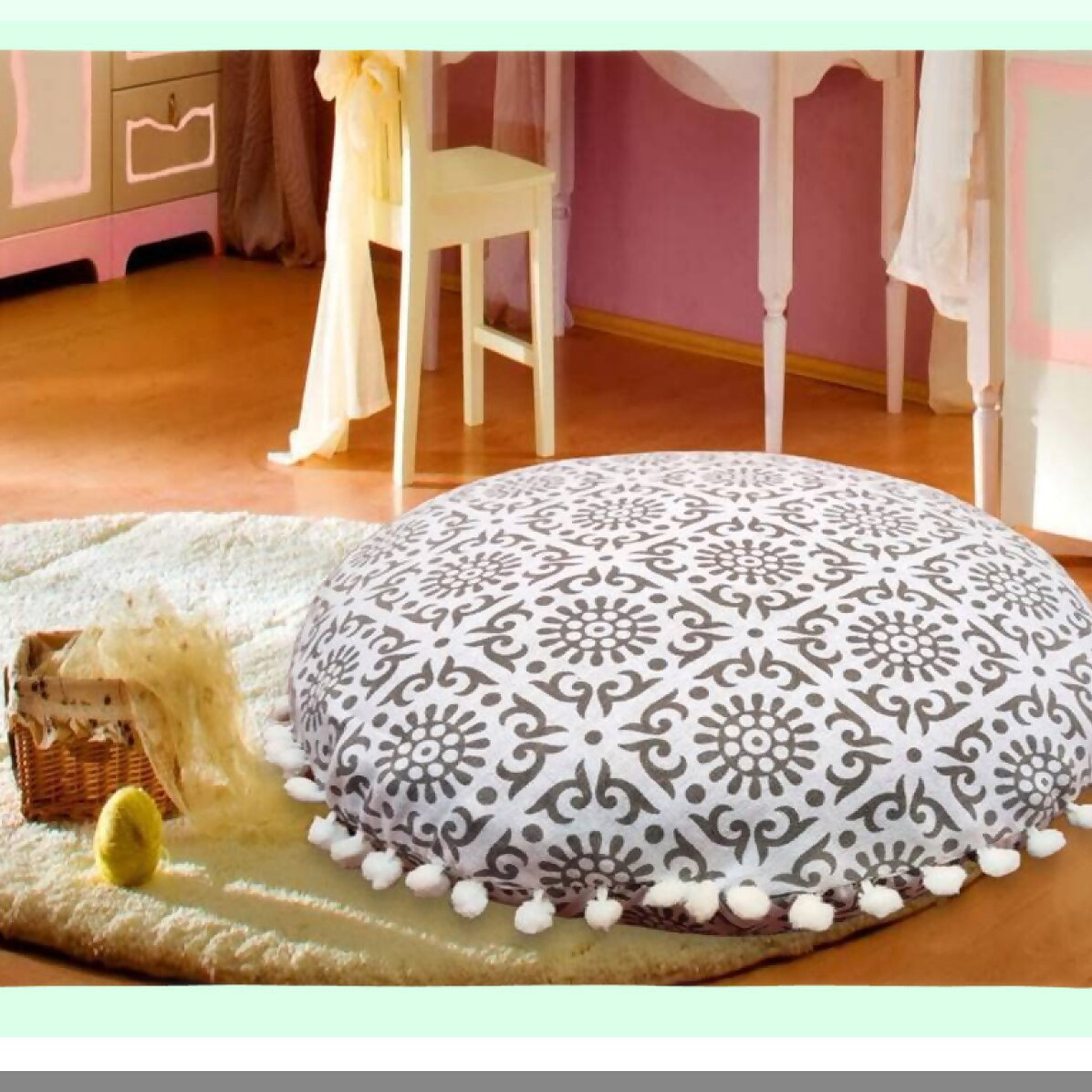 BRBCA Boho Chic Floor Cushion Cover - Round Pillow Case for Seating ...