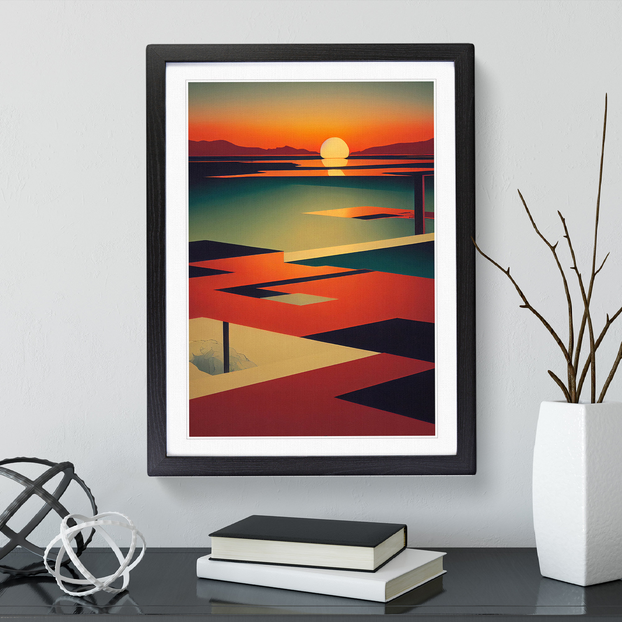 17 Stories Interesting Abstract Sunset - Picture Frame Graphic Art ...