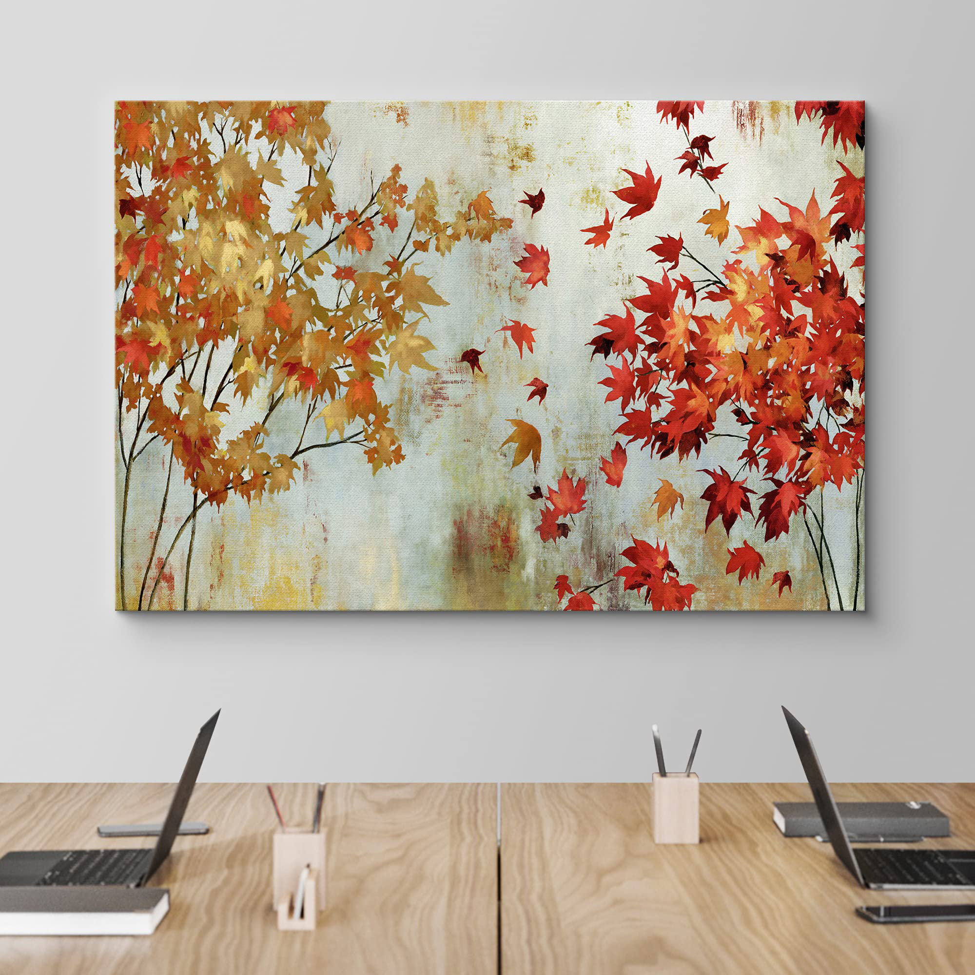 IDEA4WALL Autumn Fall Red Maple Leaves Nature Landscape Abstract ...