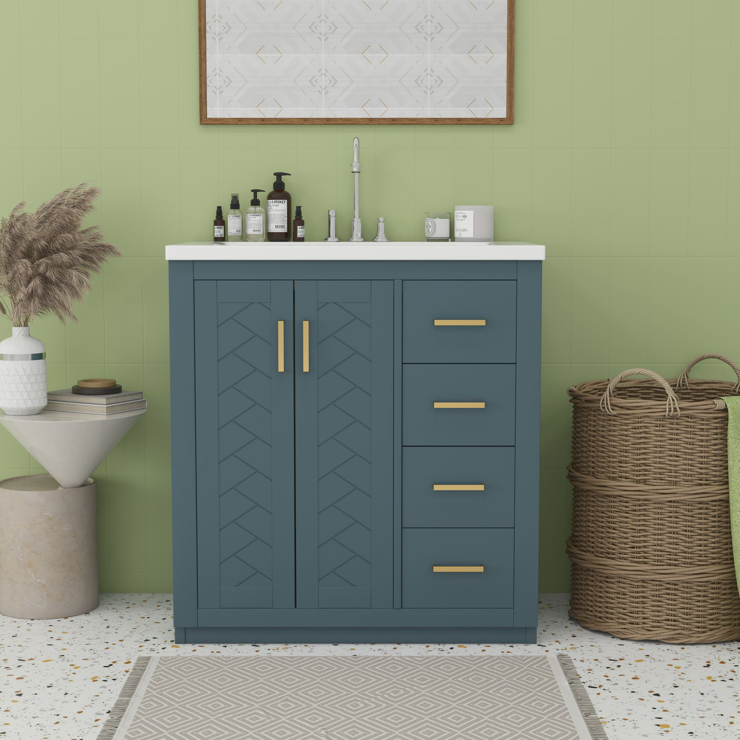 Mercer41 Latonja 30'' Single Bathroom Vanity with Resin Top | Wayfair