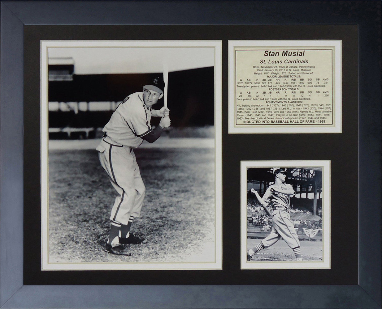 Legends Never Die Stan Musial Framed Memorabilia in Black and White ...