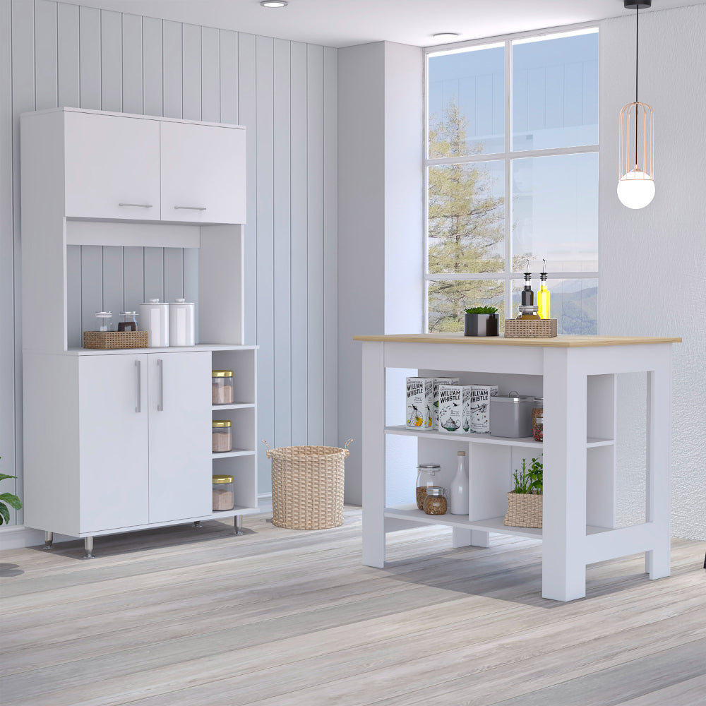 Red Barrel Studio® Surrey Kitchen Set, Kitchen Island + Pantry Cabinet ...