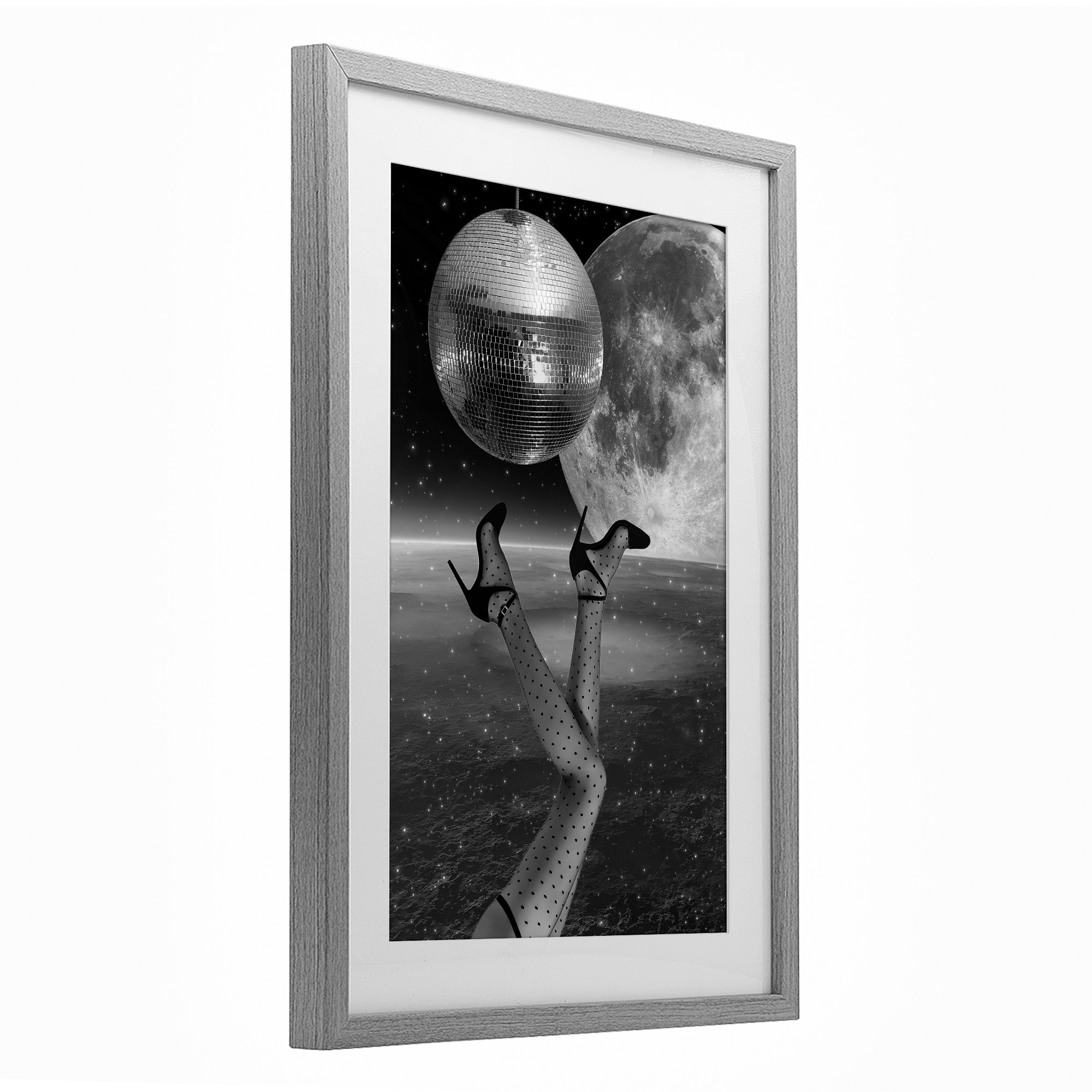 Mercer41 Hangin' Over Disco & Planet Framed Print Under Glass, design ...