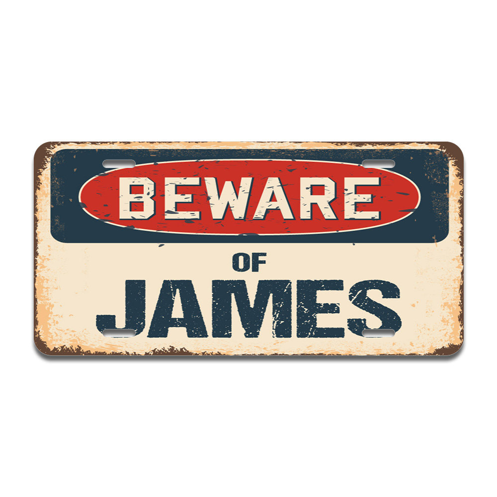 SignMission Beware of James Aluminum Plate Frame | Wayfair