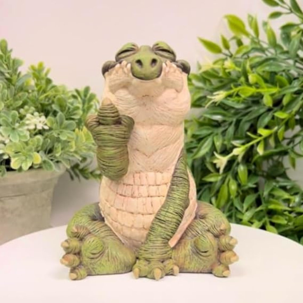 Trinx Whimsical Hilarious Alligator Raising Middle Finger Figurine ...