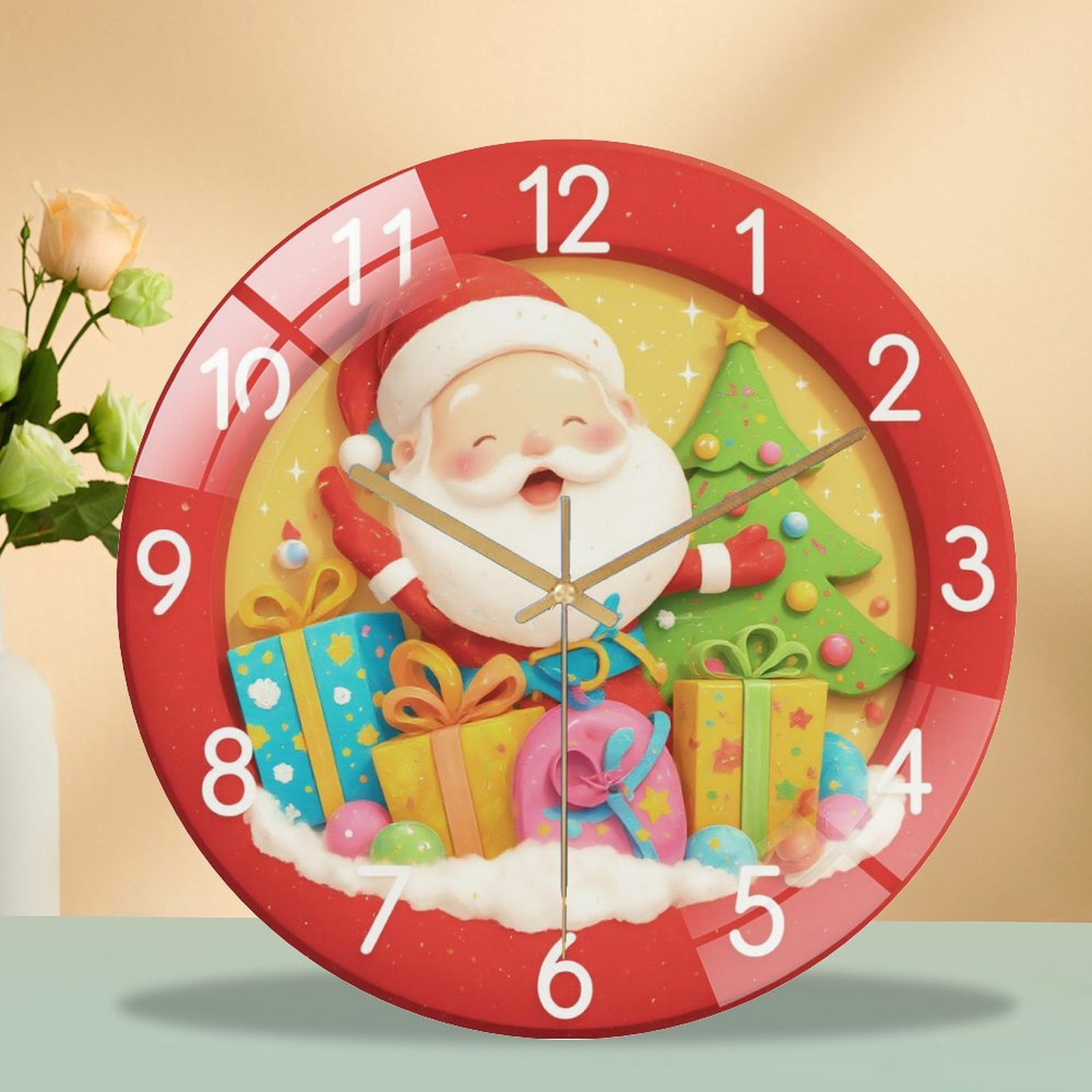 Ophelia & Co. Christmas-Clock-Face-with-Santa-Tree-Gifts Art - 12 ...
