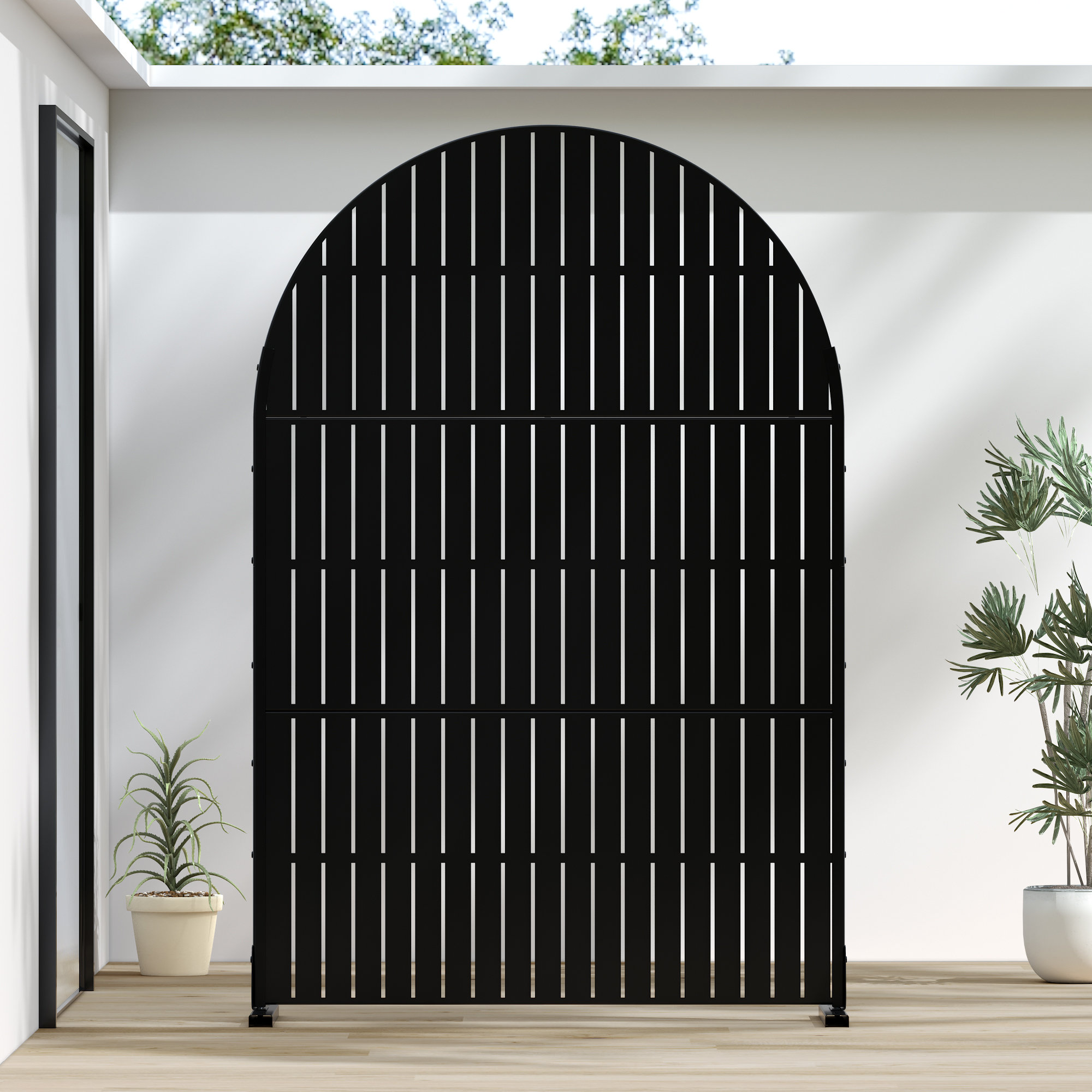 Lumioca 72"x47" Black Metal Outdoor Privacy Screen | Wayfair