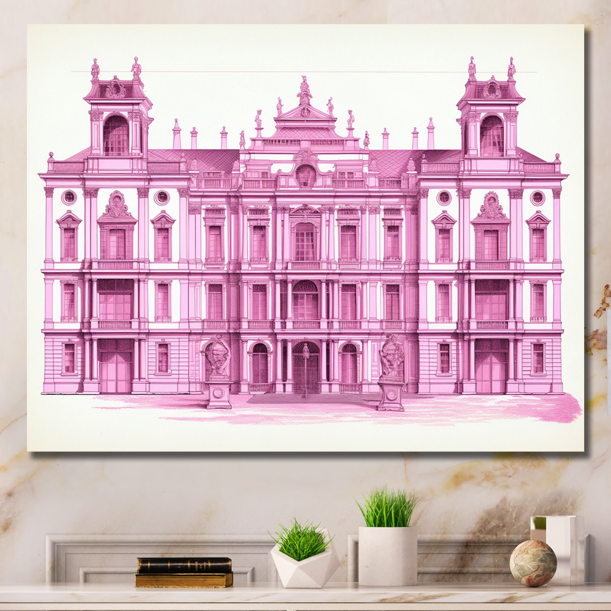 Winston Porter Pink Blueprint Of London Architecture I - City London ...