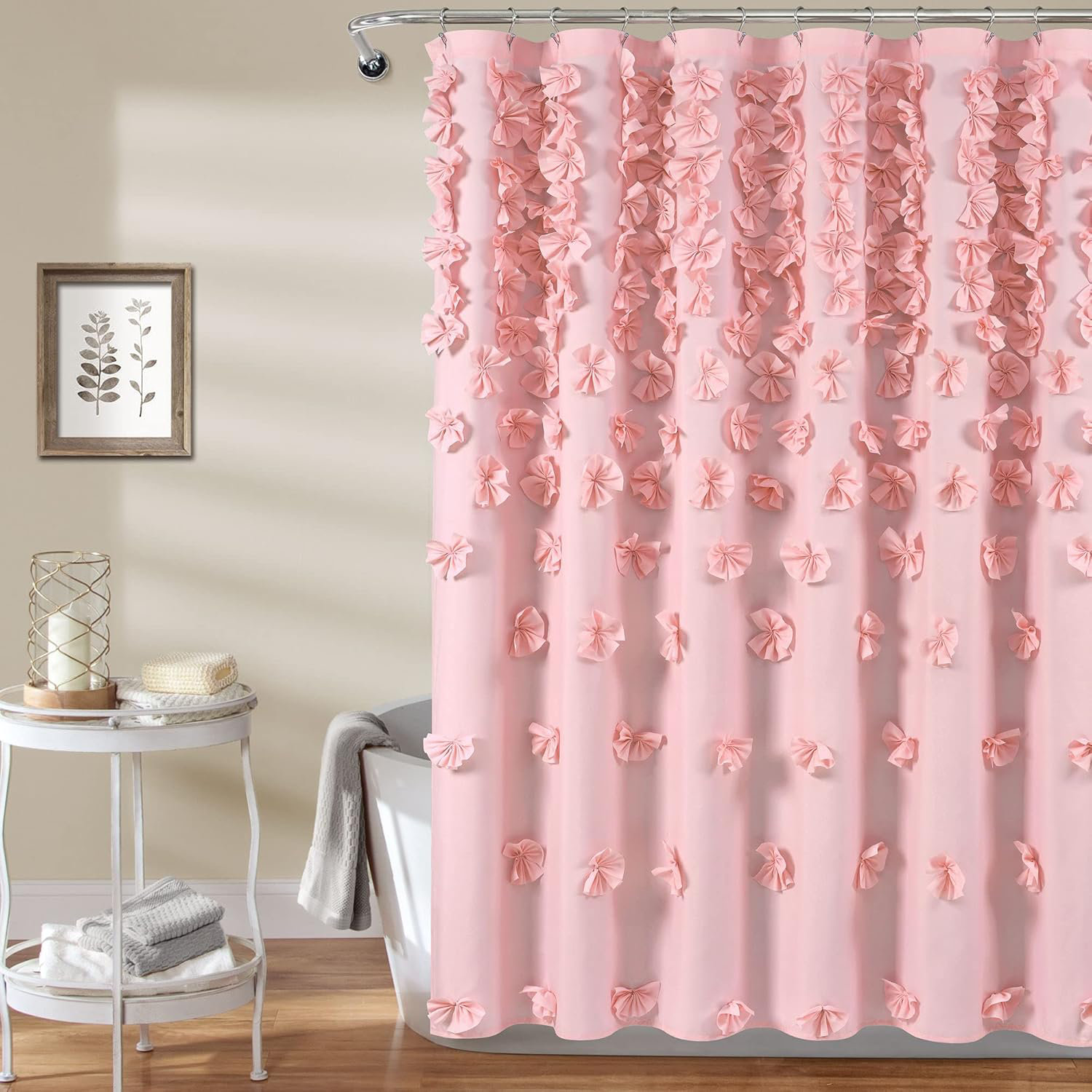 Rosdorf Park Luxury Shower Curtain With Handmade Bows - Soft Brushed ...