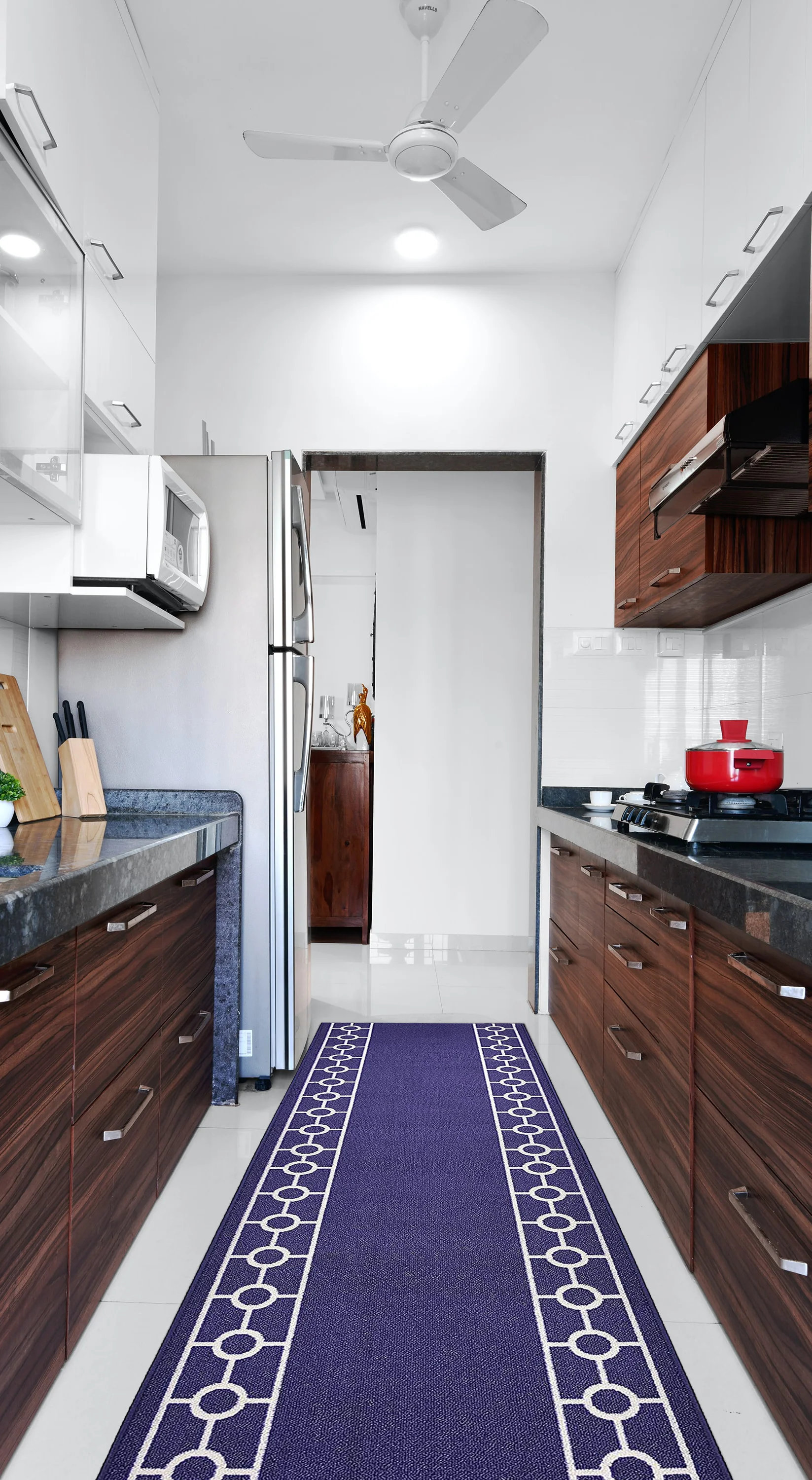 Breakwater Bay Custom Size Runner Rug Chain Bordered Navy Blue Low Pile ...