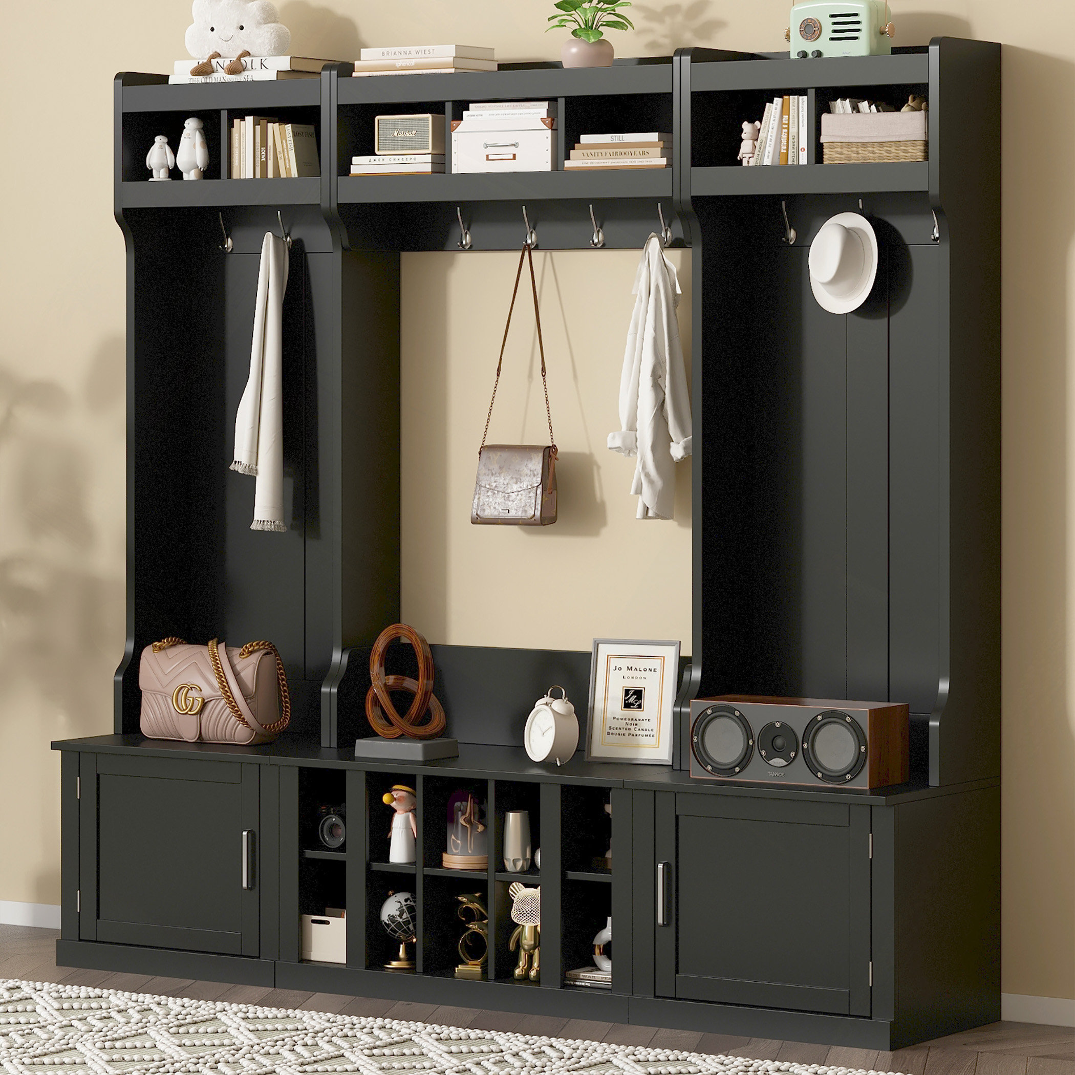 Rosecliff Heights Wide Design Hall Tree With Storage And Bench, 4-IN-1 ...
