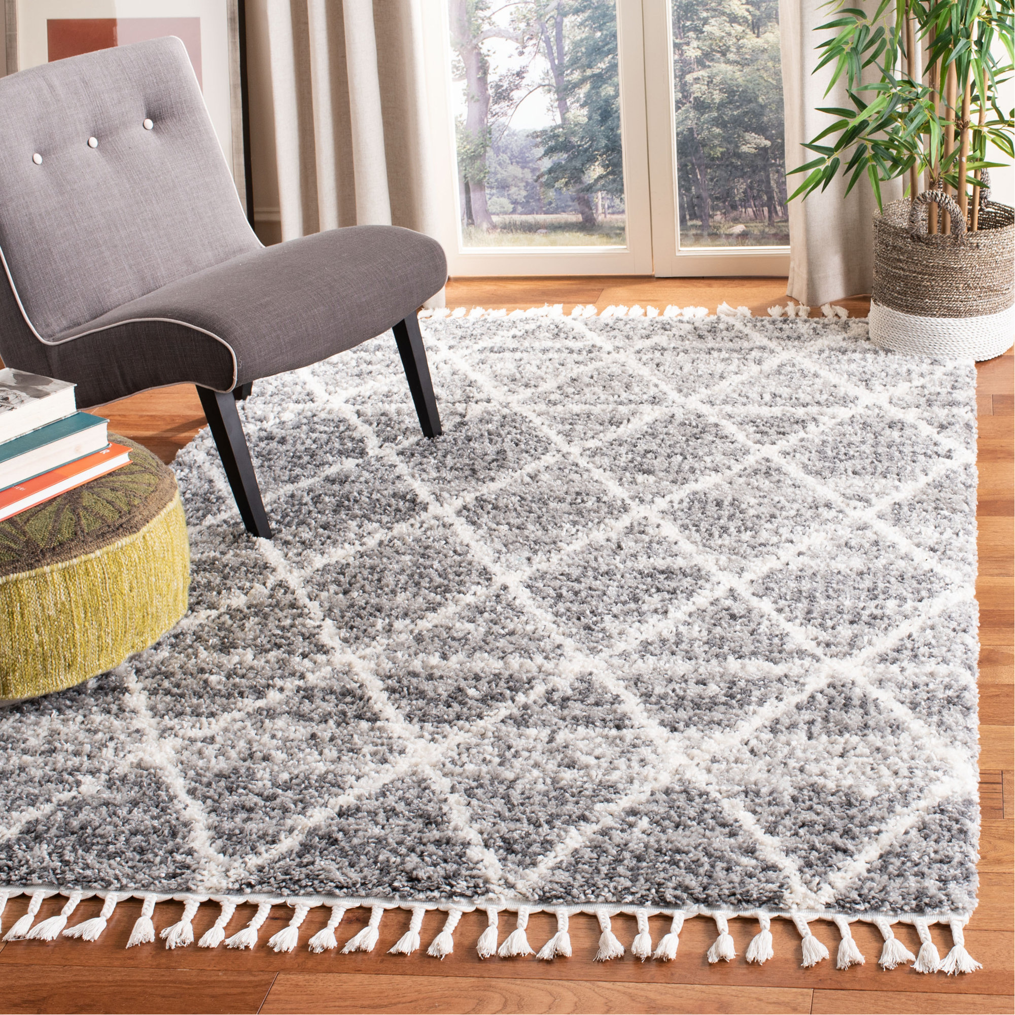 Union Rustic Beom Shag Performance Geometric Rug | Wayfair