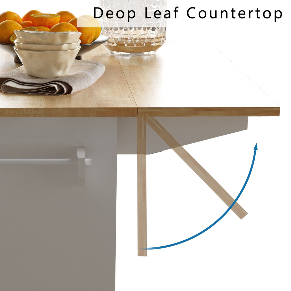 Winston Porter Laronna Rolling Kitchen Island with Solid Wood Top ...