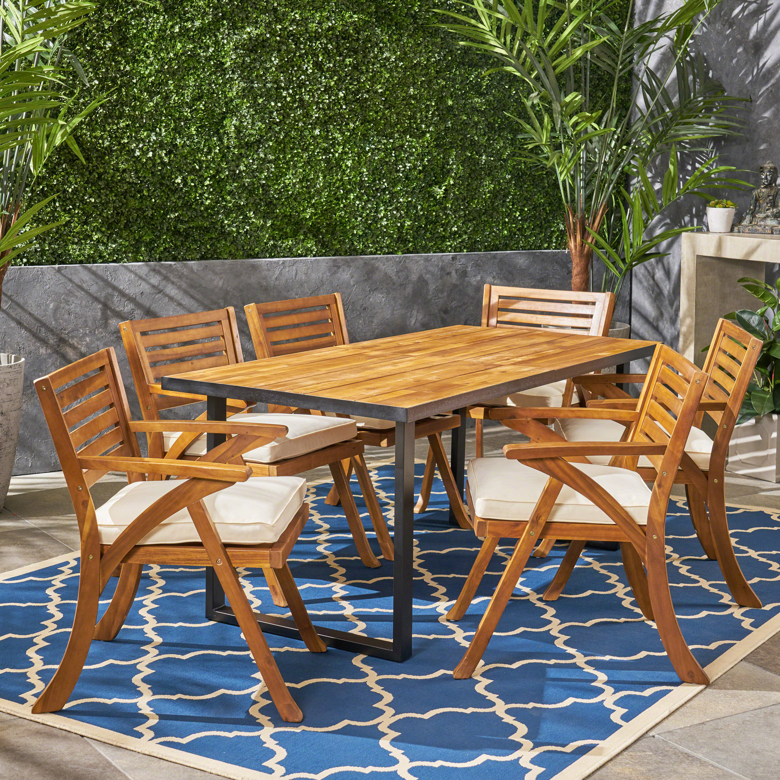 Highland Dunes Rickie Teak 7 Piece Dining Set & Reviews | Wayfair