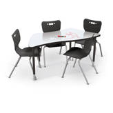 MooreCo Hierarchy Manufactured Wood Adjustable Half-circle 4 Students ...