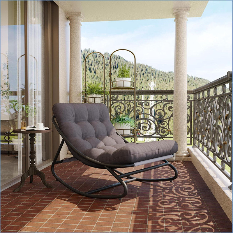 George Oliver Outdoor Rocking Chair with Thick Cushions for Napping ...